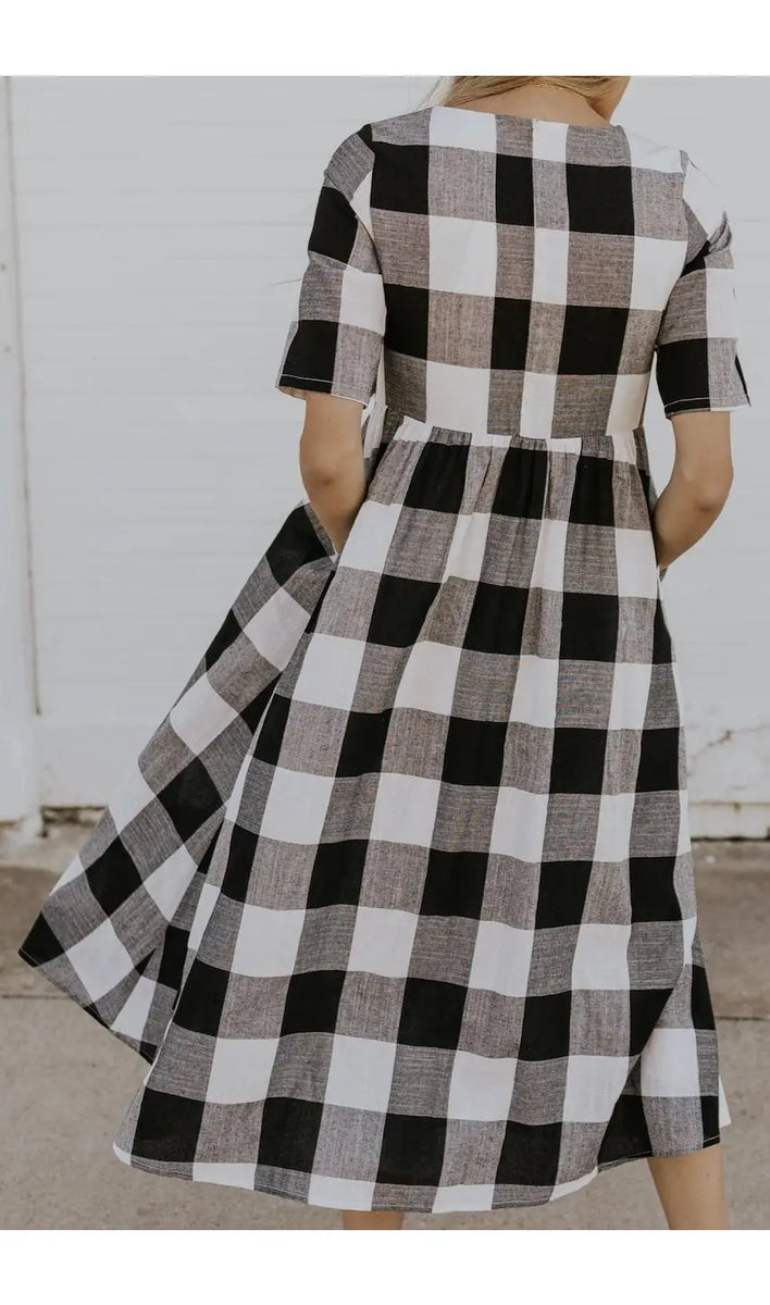 Maddie Buffalo Black Plaid Dress – Autumn Moon Creative